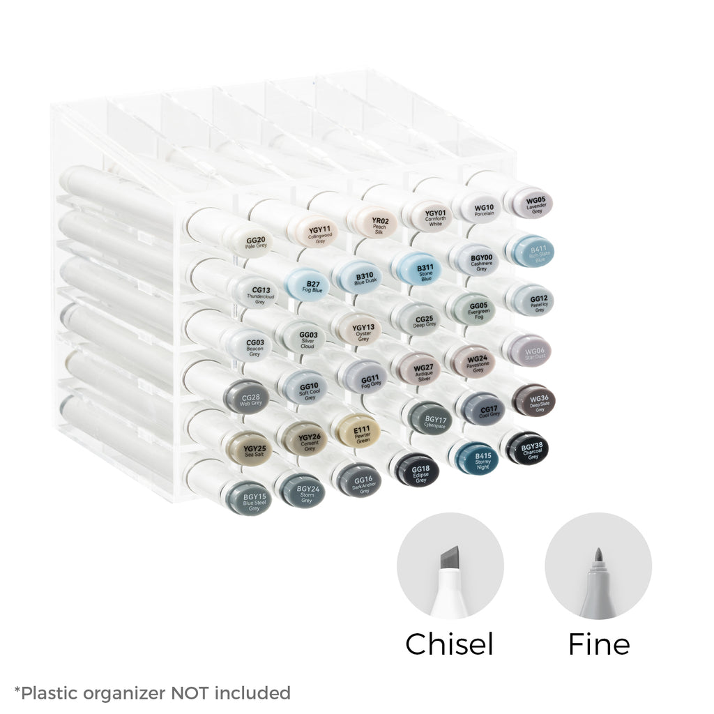 Ohuhu Oahu 36 Gray Tone Colors Dual Tips Alcohol Art Markers Set, Fine